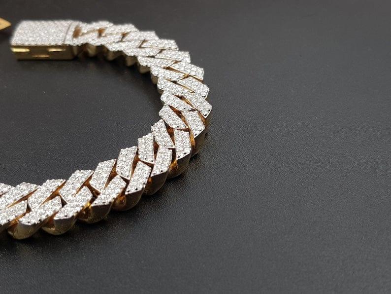 11MM CUBAN LINK ICED OUT VVS MOISSANITE DIAMOND HIPHOP MIAMI CUBAN LIN ...